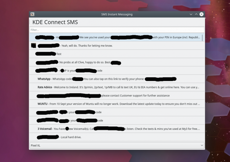KDE Connect SMS App – clivejo:~
